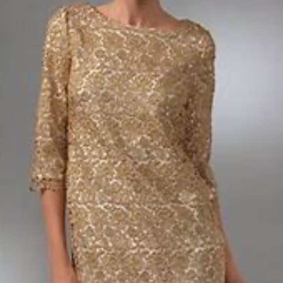 Milly | Dresses | Milly Liana Gold Lace Mini Dress | Poshmark
